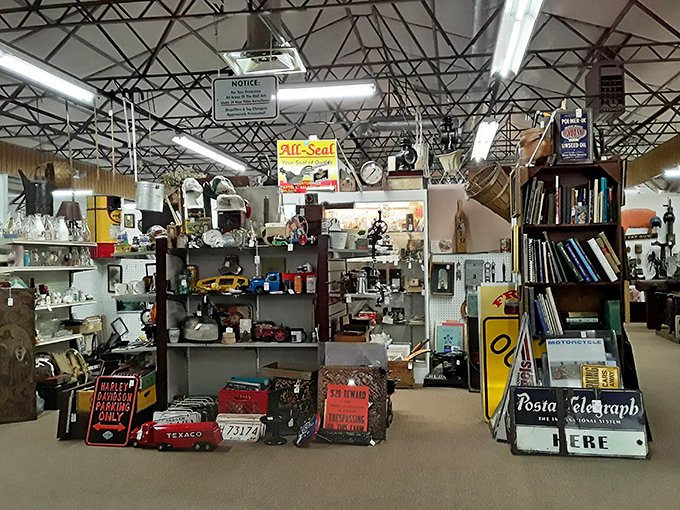 Vintage signs and memorabilia from brands both forgotten and familiar. Remember when gas stations gave away promotional items instead of just receipts?