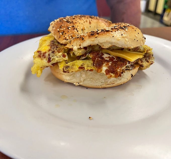 The breakfast sandwich &ndash; proof that sometimes the simplest combination of eggs, cheese and bagel creates morning magic worth getting up for.