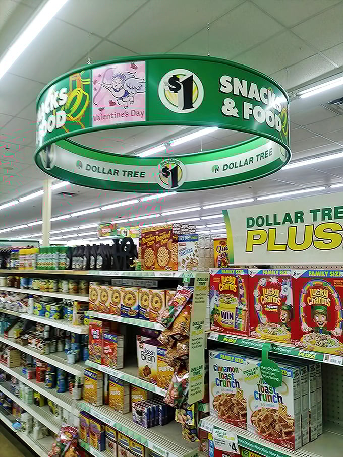 Breakfast cereal heaven, where cartoon mascots compete for your attention and childhood nostalgia comes in family size.