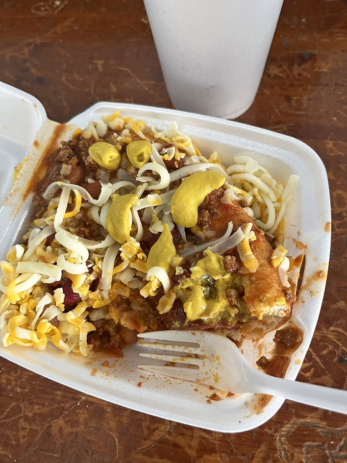 This isn't just a chili cheese dog &ndash; it's a masterpiece of contrasting textures and flavors that demands to be devoured immediately.