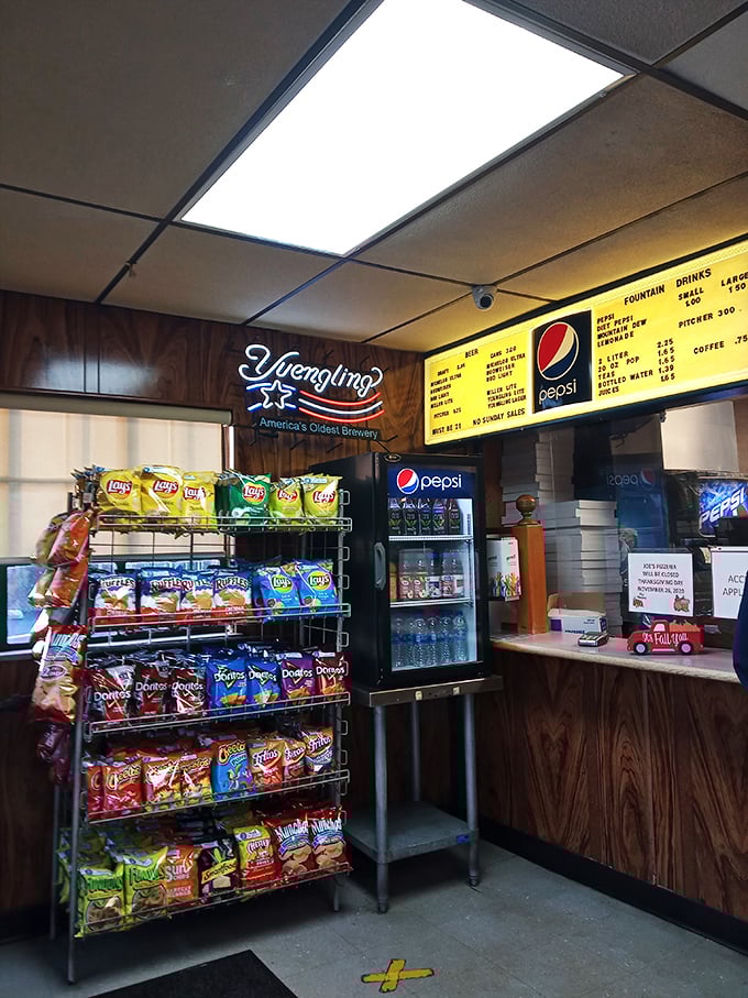 The snack corner at Joe's offers the perfect supporting cast for your pizza experience&mdash;chips and sodas that know their role and play it perfectly. 