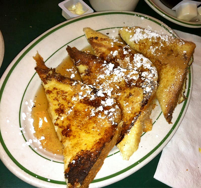 French toast that doesn't need a passport to transport you to breakfast nirvana&mdash;just powdered sugar and a willing appetite.