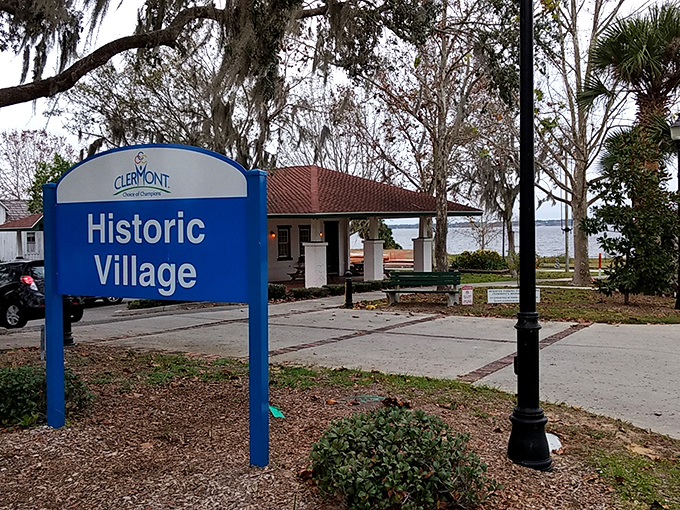 Clermont's Historic Village sign promises a glimpse into Florida's past&mdash;before mouse ears and retirement communities became the state's defining features.