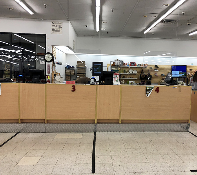 The checkout area&mdash;where treasures become yours and the friendly faces behind the counter celebrate your thrifting victories.