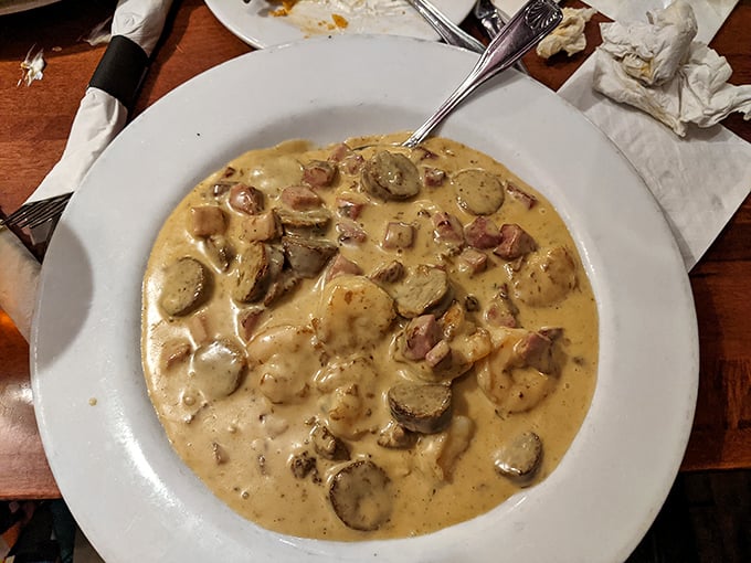 A creamy seafood stew that whispers tales of coastal kitchens, with each spoonful revealing new treasures from the Chesapeake.