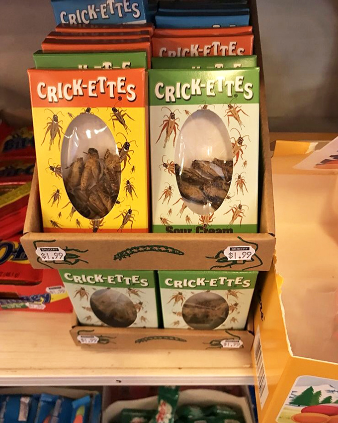 Crick-ettes: For when you want a snack that looks back at you. Protein of the future with packaging from the past.