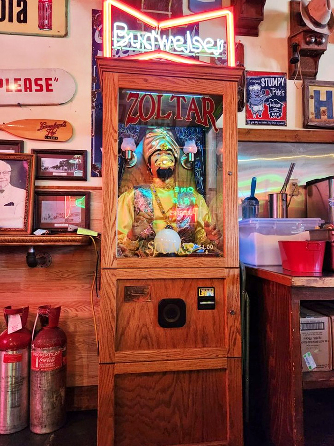 Zoltar isn't just decoration&mdash;he's seen every first date, family reunion, and food epiphany that's happened here. If only these walls (and fortune tellers) could talk.