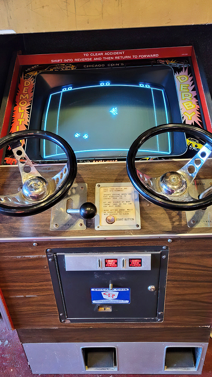 Demolition Derby's vintage steering wheels await your grip. When was the last time you drove something without power steering?