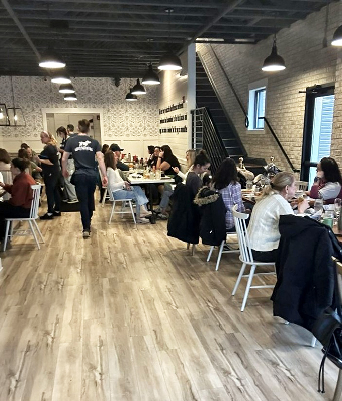 A dining room buzzing with the symphony of happy eaters. The wooden floors have heard thousands of "mmms" and "you've got to try this" declarations.