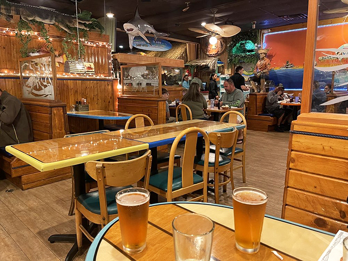 This isn't just a dining room&mdash;it's where cold beers meet warm conversations in a wood-paneled sanctuary of seafood appreciation.