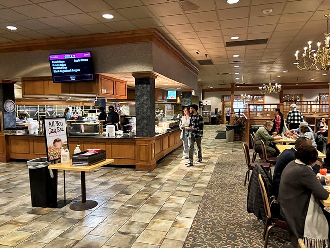 Where food meets fellowship—diners navigate the buffet stations with the focused determination of treasure hunters who've studied the map thoroughly.