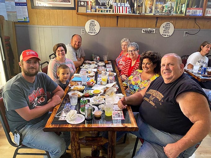 Multi-generational families gather around tables covered with local placemats, sharing the experience that's become a tradition passed down like a treasured recipe.