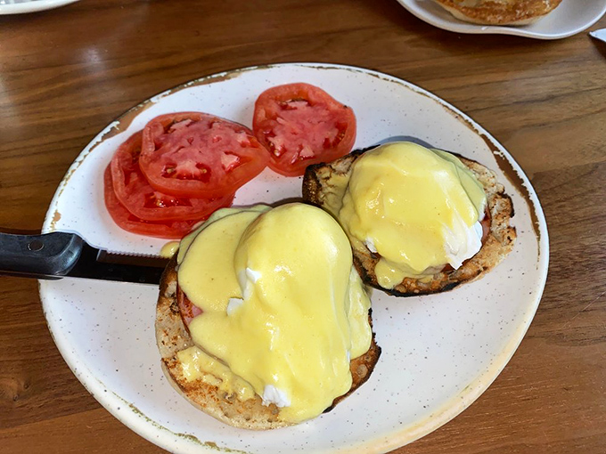 Eggs Benedict: the true test of any diner's breakfast chops. Perfectly poached eggs wearing sunshine-yellow hollandaise hats on toasty English muffin thrones.