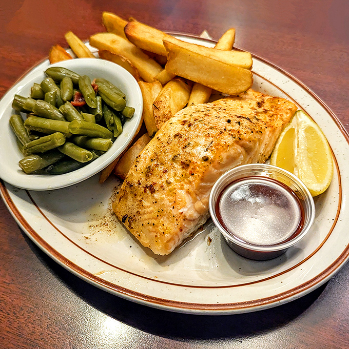 This salmon isn't trying to reinvent the wheel&mdash;it's just perfectly executing the classics with green beans that actually taste like vegetables should.