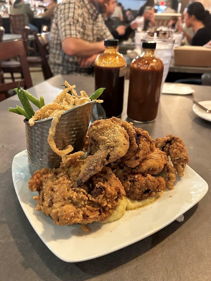 Fried chicken that makes you understand why people line up for good food. Golden, crunchy, and worth every minute of the wait.