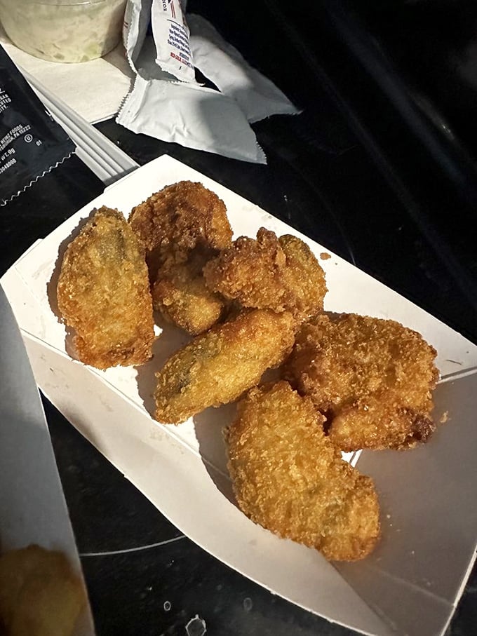Fried oysters that look like golden nuggets of ocean treasure. Each bite delivers a briny surprise wrapped in crispy perfection.