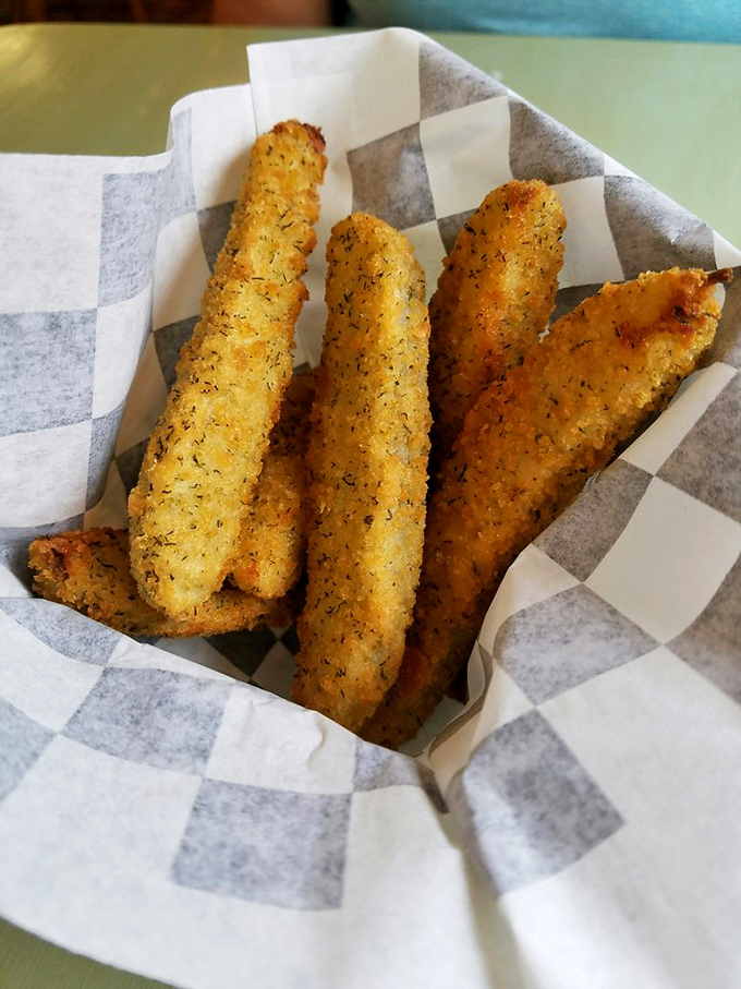 Fried pickles&mdash;because sometimes vegetables need to live a little. These golden spears are what cucumbers dream of becoming.