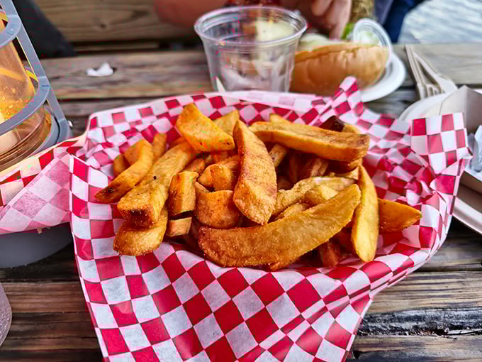 These aren't just fries&mdash;they're golden, thick-cut potatoes that have achieved the perfect balance of crispy exterior and fluffy interior worth every calorie.