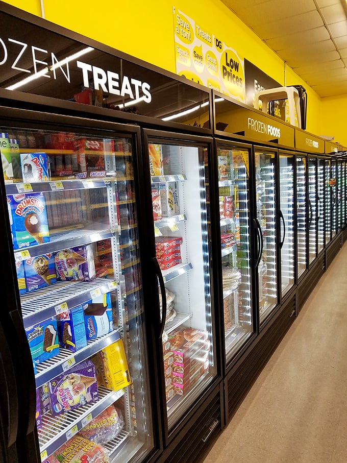 Behind frosty glass doors, frozen treats and quick meals wait patiently, promising dinner solutions for those days when cooking feels like climbing a fourteener.