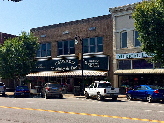 Gadsden Variety & Deli anchors the historic downtown with classic brick fa&ccedil;ade and awnings that have shaded shoppers through decades of Alabama summers.