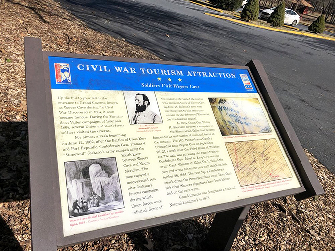 Civil War history comes alive at this interpretive sign, where soldiers from both sides once paused their conflict to marvel together.