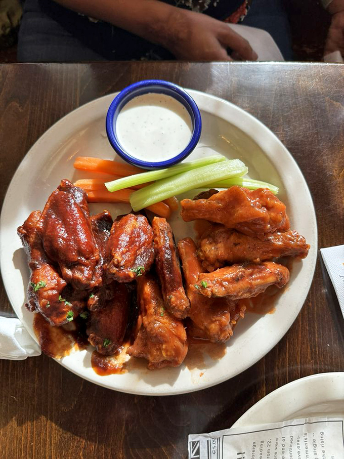These wings aren't just hot&mdash;they're served with the traditional Irish accompaniments of celery, carrots, and enough sauce to make napkins mandatory.