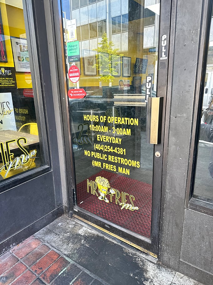 Hours of operation that accommodate both lunch cravings and late-night potato emergencies. Fry responsibly, friends.