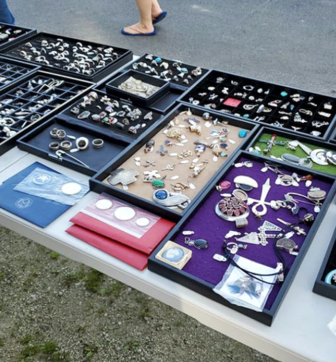 Jewelry displays that make magpies of us all. Each tray contains potential birthday gifts, anniversary surprises, or just-because treasures.