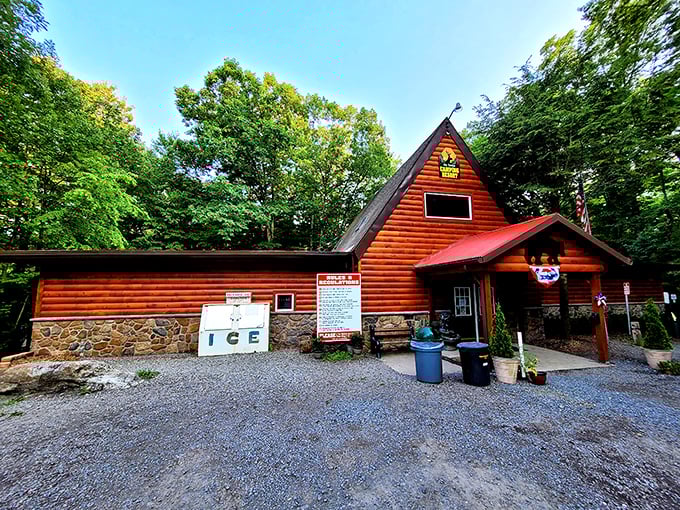 This rustic log cabin outpost looks ready to welcome weary travelers. Sometimes the best adventures begin at the simplest destinations.