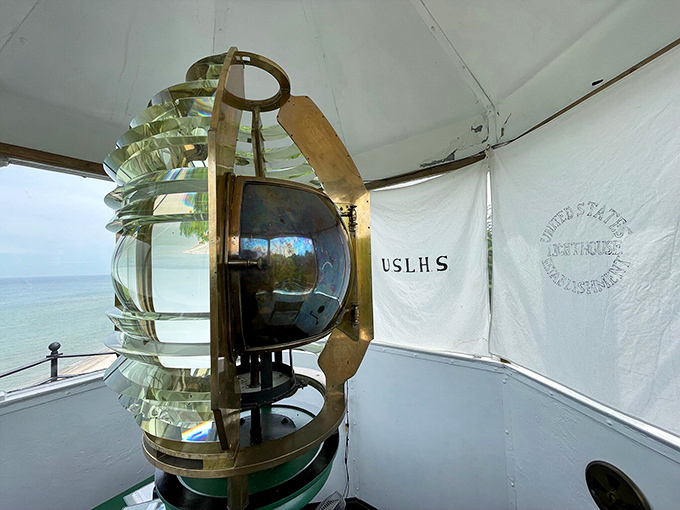 The Fresnel lens&mdash;the technological marvel that made lighthouses truly effective&mdash;still gleams with the precision engineering that saved countless lives.