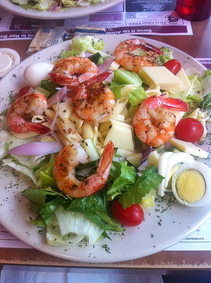 This Mediterranean salad brings vacation vibes to Pennsylvania&mdash;plump shrimp lounging on crisp lettuce like tourists on a Greek beach.