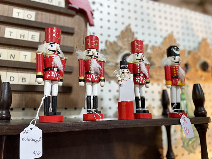 These nutcrackers stand at attention, ready for holiday duty or year-round guard service. Their military precision is matched only by their charm.