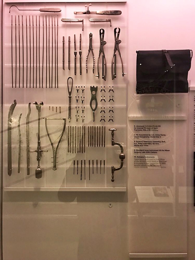 The hardware store of yesteryear's surgery &ndash; meticulously arranged tools that remind us modern medicine's painless procedures weren't always so comfortable.