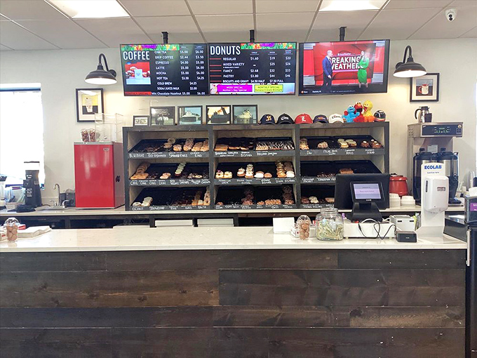 Where donut dreams come true &ndash; shelves filled with handcrafted delights that make choosing just one nearly impossible.