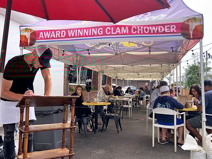 When the weather's right, outdoor dining under the "Award Winning" banner feels like you've unlocked a secret level of the California experience.
