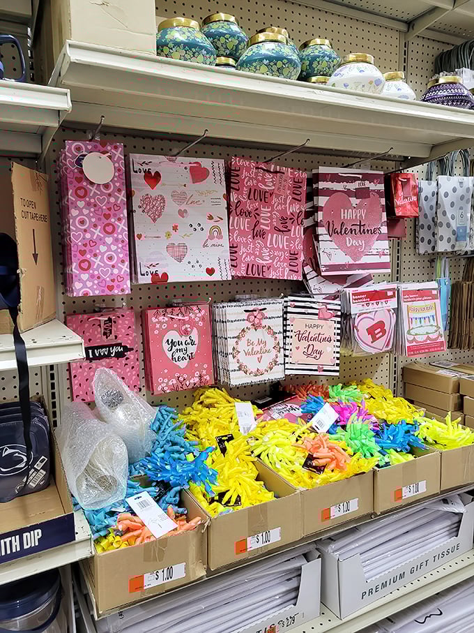 Valentine's cards and festive tissue paper await their moment to shine. Love may be priceless, but at Ollie's, expressing it doesn't have to be.