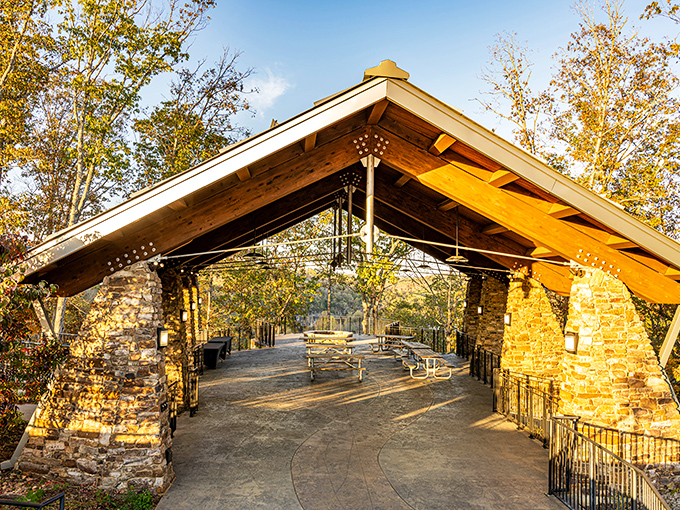 Dinner with a view! This stunning pavilion transforms ordinary picnics into al fresco dining experiences worthy of a travel magazine spread.