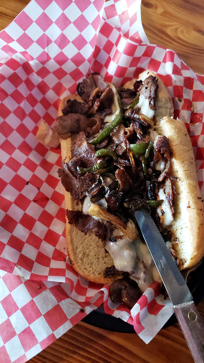 The Philly cheesesteak that would make a Pennsylvanian nod in approval. Those caramelized onions and peppers aren't just toppings&mdash;they're transformation.