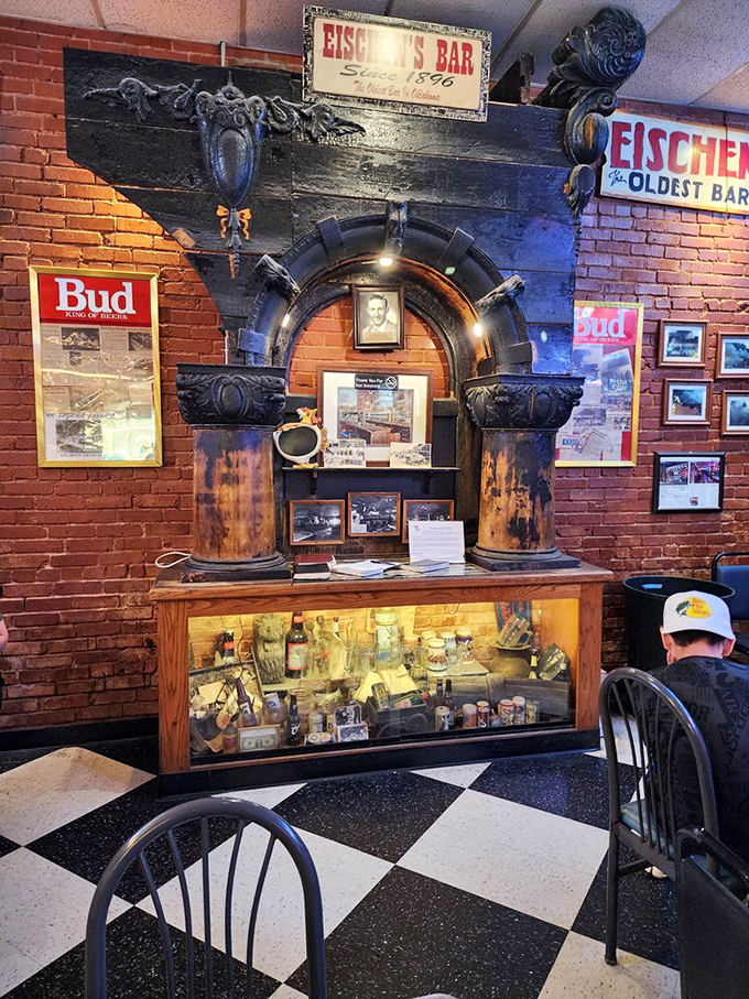 History you can see and touch - architectural elements and memorabilia showcase Eischen's deep roots in Oklahoma's culinary landscape.
