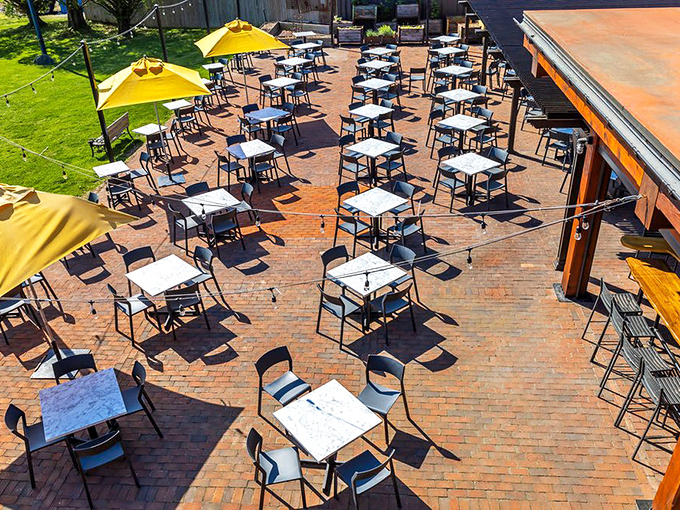 Social distancing never looked so inviting &ndash; this sun-drenched patio practically begs you to linger over lunch.