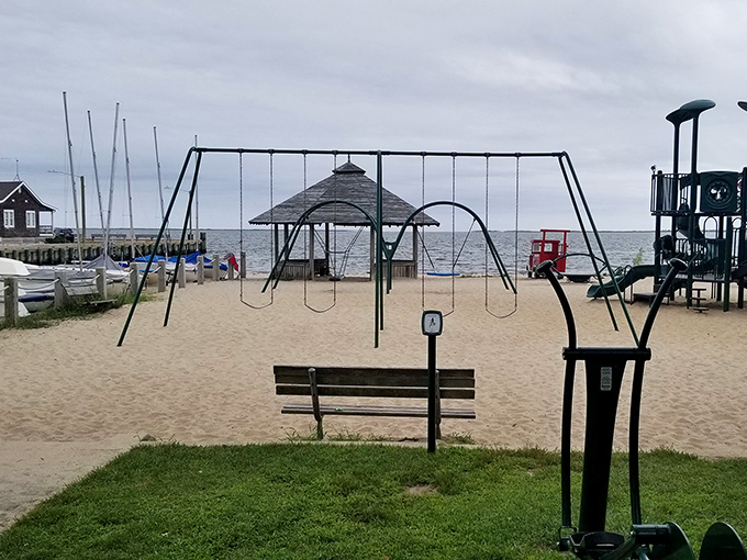 This waterfront playground combines the best of both worlds – swings with a view where kids can play while parents soak in those calming bay vistas.