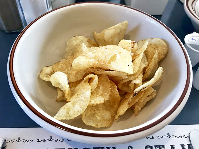 Sometimes the simplest pleasures are the best – these house-made potato chips crackle with freshness and just the right amount of salt.