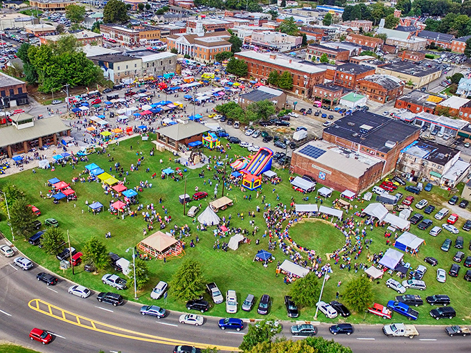 From this aerial view, Athens' downtown festivals look like a patchwork quilt of community spirit, stitched together with tradition and funnel cake.