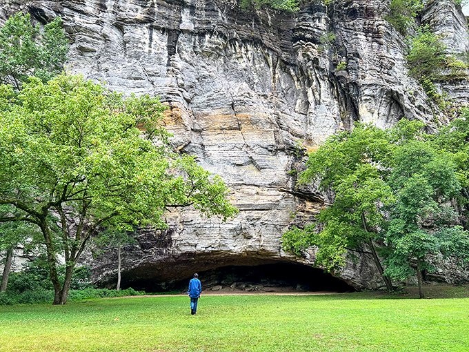 The scale of this natural entrance puts humans in perspective. We're just temporary visitors to a landmark that measures time in geological epochs.