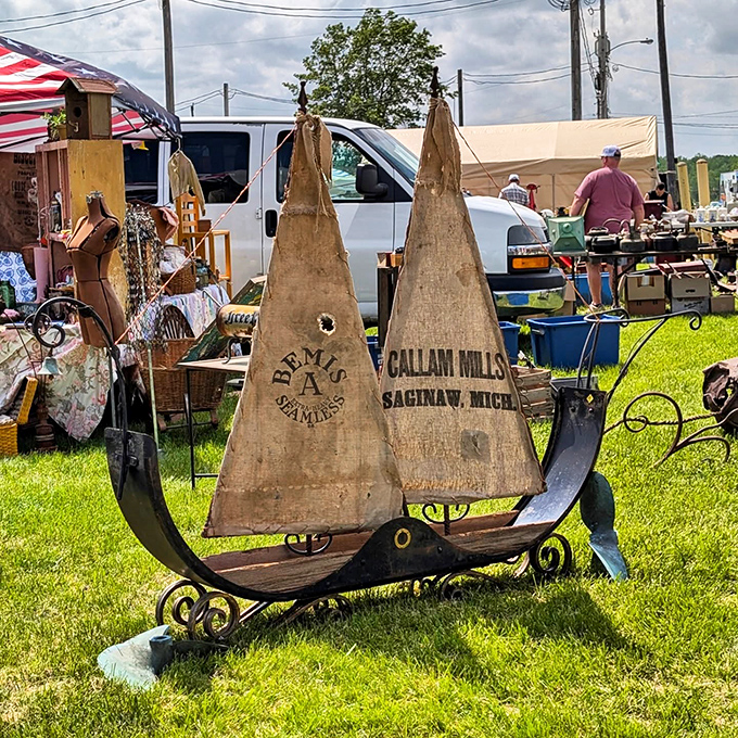 Not just a decorative boat&mdash;it's a piece of industrial history from Michigan's lumber era, sailing through time to your garden.