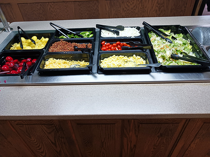 A salad bar that proves vegetables can be exciting too. Fresh ingredients arranged with care&mdash;because even side dishes deserve respect.
