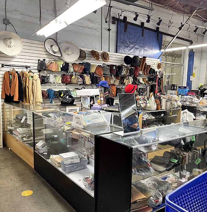The boutique section elevates secondhand shopping with curated collections of handbags, jewelry, and accessories that whisper rather than scream "vintage."