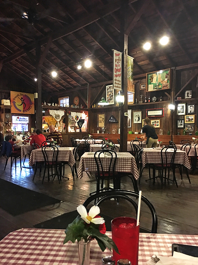 A dining room that buzzes with the energy of community, where every checkered tablecloth promises a memorable meal is just moments away.