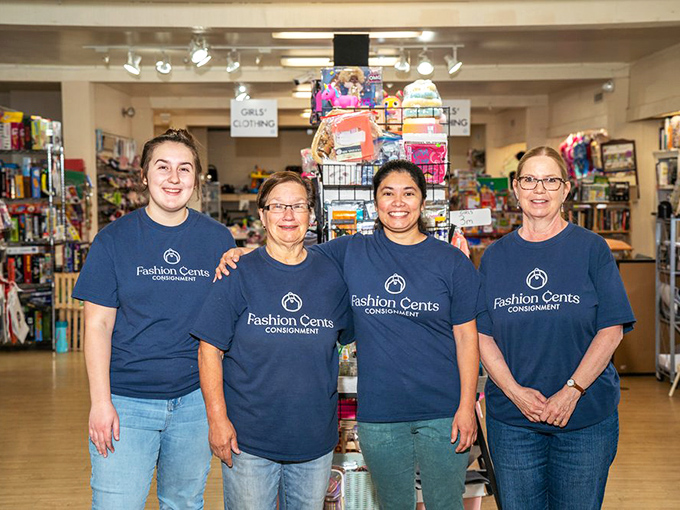 The dedicated team behind Fashion Cents sports matching shirts and genuine smiles&mdash;the unsung heroes who curate this treasure trove of second-chance style.