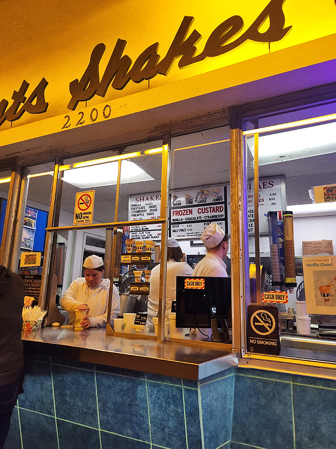 Behind the counter, custard artisans work their magic with the focus of neurosurgeons and the efficiency of a NASCAR pit crew.